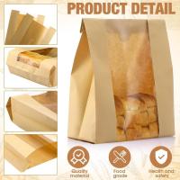 China Large Grease-Proof Bread Snack Kraft Paper Bag with Front Window Eco Friendly Packaging for sale