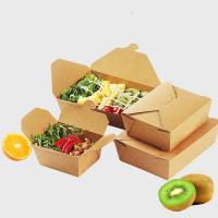 China Others Custom Disposable Takeaway Kraft Paper Lunch Box for Fast Food Microwavable for sale