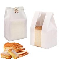 China Large Grease-Proof Bread Snack Kraft Paper Bag with Front Window Eco Friendly Packaging for sale