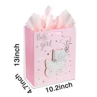 China Custom Color Accepted Paper Bag With Ribbon Handle for Luxury Baby Girl Gift Shopping for sale