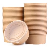 China Custom Disposable Food Salad Packing Containers Takeaway Kraft Paper Bowls with Matt Lamination for sale