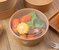 China Custom Disposable Food Salad Packing Containers Takeaway Kraft Paper Bowls with Matt Lamination for sale