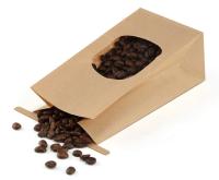 China Stand Up Kraft Paper Bag With Clear Window For Coffee Bean Luxury Packaging Style for sale