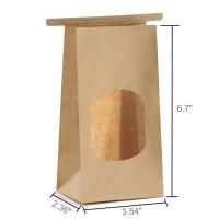 China Stand Up Kraft Paper Bag With Clear Window For Coffee Bean Luxury Packaging Style for sale