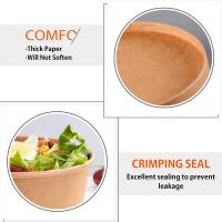 China Custom Round 1300ml 1500ml Food Packaging Kraft Salad Paper Bowl With Lid Waterproof for sale