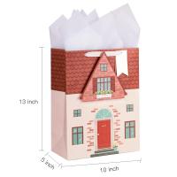 China Gravure Printing Glossy Square Bottom Cartoon Gift Shopping Paper Bags With Logo for sale