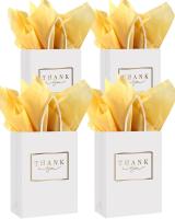China Hand Length Handle Popular Design Your Own Logo Handle Bulk Thank You Gift Carry Kraft Paper Bags for sale