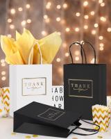 China Hand Length Handle Popular Design Your Own Logo Handle Bulk Thank You Gift Carry Kraft Paper Bags for sale