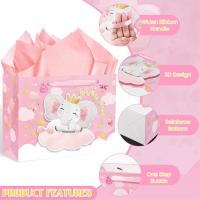 China Custom Cartoon Animals Baby Pink Tote Carrier Box with Hand Length Handle and Ribbon for sale
