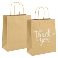 China Customized Logo Online Custom Stylish Thank You Kraft Paper Bag for Supermarket Shopping for sale