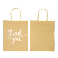 China Customized Logo Online Custom Stylish Thank You Kraft Paper Bag for Supermarket Shopping for sale