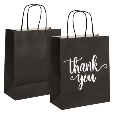 China Hand Length Handle Kraft Paper Bags for Happy Birthday Party Thank You Gift Shopping for sale