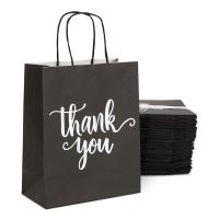 China Hand Length Handle Kraft Paper Bags for Happy Birthday Party Thank You Gift Shopping for sale