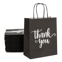 China Hand Length Handle Kraft Paper Bags for Happy Birthday Party Thank You Gift Shopping for sale