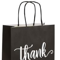 China Hand Length Handle Kraft Paper Bags for Happy Birthday Party Thank You Gift Shopping for sale