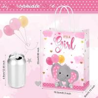 China Custom Colorful Cartoon Animal Child Toy Pink Girl Kraft Paper Bag for Baby Shower for sale