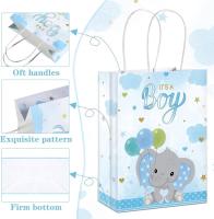 China CMYK 4 Color Offset Printing Small Blue Party Shopping Tote Kraft Paper Bag for Kids for sale