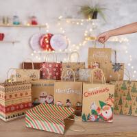 China Gravure Printing Customized Bio-Degradable Kraft Paper Bag for Merry Christmas Parties for sale