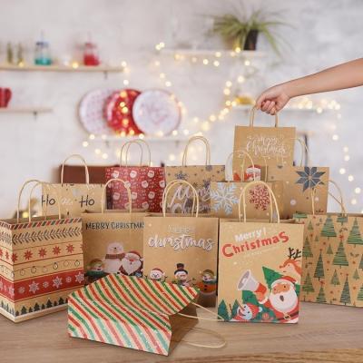 China Gravure Printing Customized Bio-Degradable Kraft Paper Bag for Merry Christmas Parties for sale
