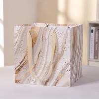 China Custom Color Accepted White Card Square Bag with Marble Gift Bag and Flower Window for sale