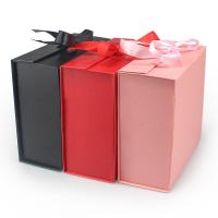 China OEM/ODM Custom Print Hard Paper Foldable Magnet Box Style Packaging Paper Box With Ribbon for sale