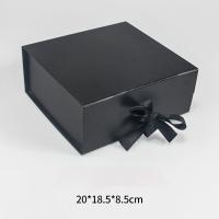 China OEM/ODM Custom Print Hard Paper Foldable Magnet Box Style Packaging Paper Box With Ribbon for sale