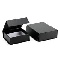 China Gravnre Printing Custom Luxury Foldable Cardboard Paper Magnetic Folding Black Color Gift Packaging Paper Box for sale