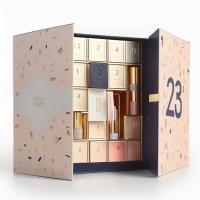 China Business Shopping Custom Logo Paper Gift Advent Calendar Box Double Doors Packaging Empty Cosmetic Mystery Box for sale
