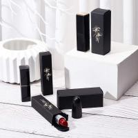 China Recyclable and Eco-Friendly Black Paper Lipstick Cosmetic Perfume Kraft Cardboard Box for sale