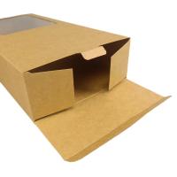 China Custom Plated Logo Folding Packaging Brown Kraft Paper Box With Clear Window for sale