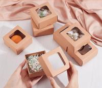 China Custom Plated Logo Folding Packaging Brown Kraft Paper Box With Clear Window for sale