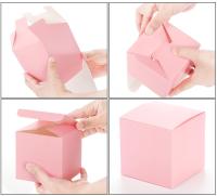 China L*W*H cm Custom Recycle Folding Square Shopping Gift Box Pink Recyclable Rigid Ivory Board Paper Box for sale