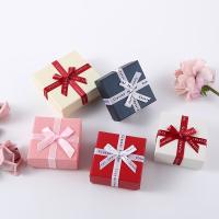 China Recycled Materials Custom Luxury Valentine's Day Jewelry Gift Packaging Box With Bow for sale