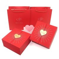 China 2024 Custom Valentine's Day Gift Packaging Jewelry Red Heart Folding Paper Box Customized Logo for sale