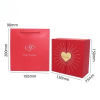 China 2024 Custom Valentine's Day Gift Packaging Jewelry Red Heart Folding Paper Box Customized Logo for sale