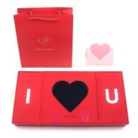 China 2024 Custom Valentine's Day Gift Packaging Jewelry Red Heart Folding Paper Box Customized Logo for sale