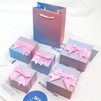 China Color Shape and Logo Custom Gift Jewelry Storage Box with Ribbon Bow Gravnre Printing for sale