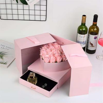 China Wedding Party Industrial Square Candy Box with Handmade Double Door and Rotating Layers for sale