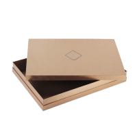 China Custom Logo Elegant Lid Base Cardboard Gift Package Brown Rigid Paper Box With Materials for sale