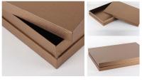 China Custom Logo Elegant Lid Base Cardboard Gift Package Brown Rigid Paper Box With Materials for sale