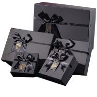 China Custom Cosmetic Perfume Bottle Gift Box With Black Bow Ribbon Lid And Base Packaging for sale
