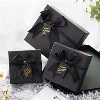 China Custom Cosmetic Perfume Bottle Gift Box With Black Bow Ribbon Lid And Base Packaging for sale
