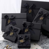 China Custom Cosmetic Perfume Bottle Gift Box With Black Bow Ribbon Lid And Base Packaging for sale