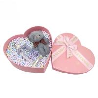China Custom 2024 Valentine's Day Luxury Gift Box With Bow Ribbon Heart Shaped Pink Paper for sale