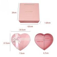 China Custom 2024 Valentine's Day Luxury Gift Box With Bow Ribbon Heart Shaped Pink Paper for sale