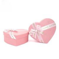 China Custom 2024 Valentine's Day Luxury Gift Box With Bow Ribbon Heart Shaped Pink Paper for sale
