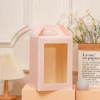 China Custom Folding Paper Box With Handle And Clear Window Front L*W*H cm For Candle Packaging for sale