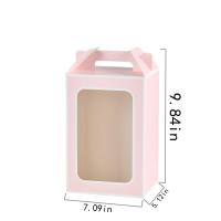 China Custom Folding Paper Box With Handle And Clear Window Front L*W*H cm For Candle Packaging for sale