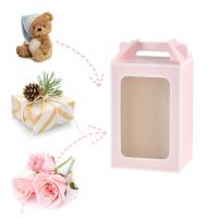 China Custom Folding Paper Box With Handle And Clear Window Front L*W*H cm For Candle Packaging for sale