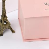 China Gift Craft Pink Paper Box with Ribbon and Folding Lid Custom Shape Logo Packaging Box for sale